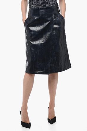 Bottega Veneta Leather Midi Skirt with Belt Bottega Veneta