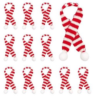 Happyyami 12pcs Mini &eacute;charpe No&euml;l Mini Foulard de No&euml;l &eacute;charpe pour Bonhomme de Neige &eacute;charpe Poup&eacute;e pour D&eacute;coration de No&euml;l Maison de Poup&eacute;e Bouteilles de Vin