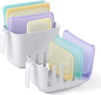 YouCopia Dry+Store Aufbewahrungsregal und Mülleimer, wiederverwendbar, Silikonbeutel, Weiß