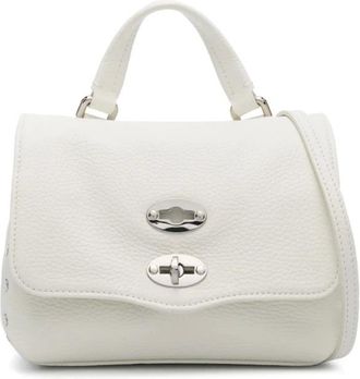Zanellato Femme, Sacs, Blanc, Taille: ONE Size Sac bandouli&egrave;re en cuir grain&eacute; blanc
