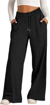 Generic Pantalon de surv&ecirc;tement taille haute &agrave; jambe large pour femme : pantalon de jogging athl&eacute;tique ample doux avec cordon de serrage, pantalon d&eacute;contract&eacute;