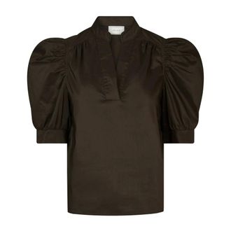 Neo Noir Femme, Blouses et Chemises, Brun, Taille: 40 FR Chemisier en Popeline Marron Chocolat