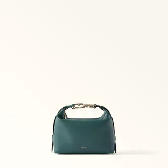 Furla Tonie Schultertasche Xl Edera Green Gr&uuml;n Weiches Strukturiertes Ares Leder Damen