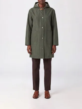 Herno Manteau droit en m&eacute;lange de lin et laine avec capuche