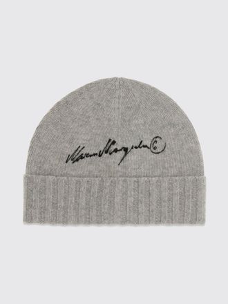 Maison Margiela Bonnet en laine c&ocirc;tel&eacute;e avec revers et logo imprim&eacute;