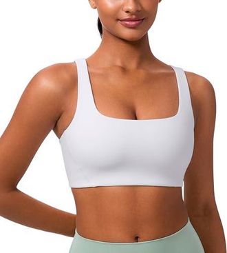 CRZ YOGA Butterlift Forme en V Dos Nageur Encolure Carr&eacute;e Doublure Soutien-Gorge de Sportpour Femmes Blanc 44