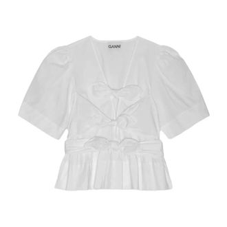 Ganni Femme, Blouses et Chemises, Blanc, Taille: 40 FR Top &agrave; encolure en V