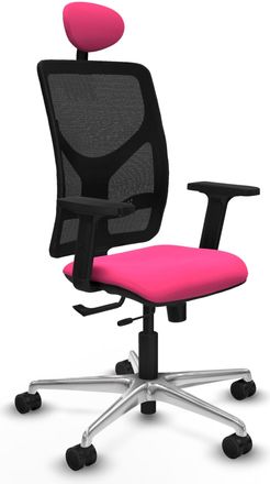 Piqueras y Crespo Drehstuhl mit 2D-Armlehnen, h&ouml;henverstellbare Lendenwirbelst&uuml;tze und festes Kopfteil, ausgestattet mit Syncro/Traslack und Schneideschaum, Schwarz/Ros