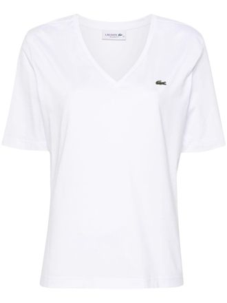 Lacoste t-shirt en coton à logo brodé - Blanc