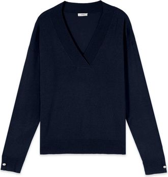 Oltre V-Ausschnitt Pullover - - Knitwear - Damen - Blau - XL