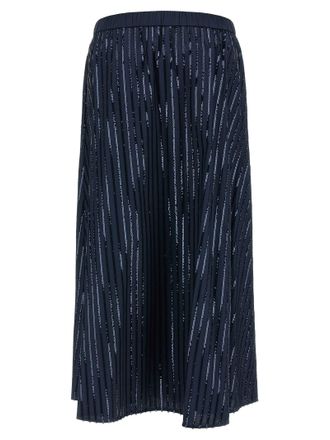 Max Mara Sequin-Embellished Cotton Poplin Skirt - Blue