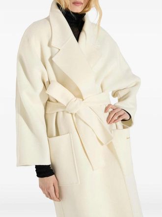 Elisabetta Franchi Wool Dressing Gown Coat - White