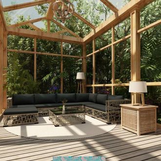 vidaXL Vidaxl - Salon de jardin 8 pcs avec coussins r&eacute;sine tress&eacute;e gris