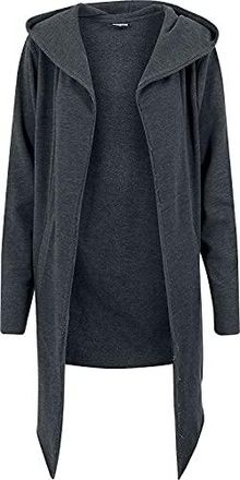 Urban Classics Homme Cardigan À Capuche Gilet Coton Manches Longues Fluide et Asym trique Oversize 2 Poches Lat rales charcoal Taille, Noir/Gris (Charcoal), 3XL EU