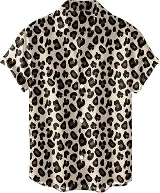 Generic Chemise hawa&iuml;enne boutonn&eacute;e pour homme - Chemise d&eacute;t&eacute; amusante &agrave; manches courtes - Motif palmier hawa&iuml;en - Style d&eacute;contract&eacute; et tendance - Grande tail