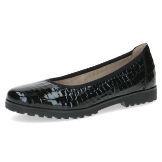 Caprice Caprice Damen Ballerinas aus Leder Rund, Schwarz (Black Croco), 39 EU