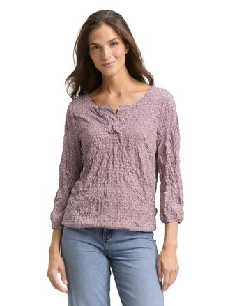 Tom Tailor Damen 1047731 Crinkle Blusenshirt mit Muster, 38406-Red Geometric Minimal Design, XL