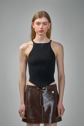 Courr&egrave;ges Pointy Buckle Rib Knit Top