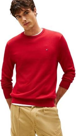 Tommy Hilfiger Pull Homme Essential Cotton avec Col Ras-du-Cou, Rouge (Medium Red), XXL