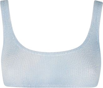 MC2 Saint Barth Femme, Maillots de bain, Bleu, Taille: 40 FR Naima Printed Crinkle Bralette Bikini Top