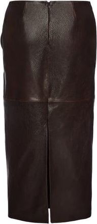 Magda Butrym Jupe midi en cuir noir orn&eacute;e de fleurs torsad&eacute;es &agrave; la main