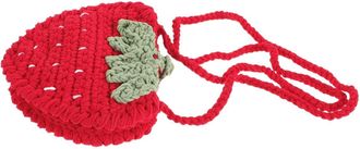 Holibanna Handgestrickte Kleine Erdbeer Umh&auml;ngetasche aus Garn Leichte Handgewebte Wollstoff Schultertasche f&uuml;r Damen und M&auml;dchen Praktische M&uuml;nzb&ouml;rse f&uuml;r Allta