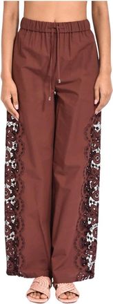 Patrizia Pepe Femme, Pantalons, Brun, Taille: 42 FR Wide Pantalons