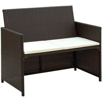 vidaXL Vidaxl - Canap&eacute; de jardin &agrave; 2 places avec coussins Marron R&eacute;sine tress&eacute;e
