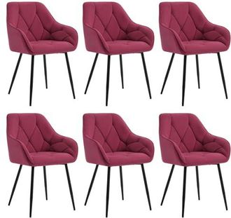 Woltu Lot de 6 Chaises de Salle &agrave; Manger, Chaises de Cuisine Rembourr&eacute;es avec Dossier, Accoudoirs, Pieds en M&eacute;tal, pour Salon, Bureau, Coiffeuse, en Velours