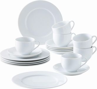 Kahla 050104A90005C Aronda Kaffee-Set 18tlg. | weißes Kaffeeset für 6 Personen aus Porzellan