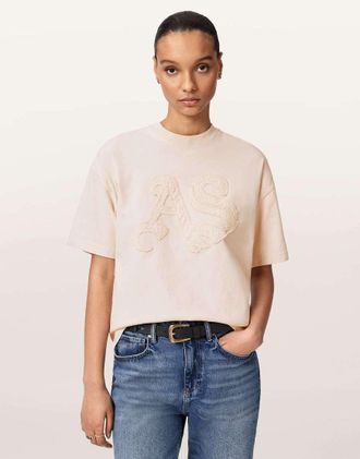 AllSaints Insignia Etta - T-Shirt in Kristallrosa