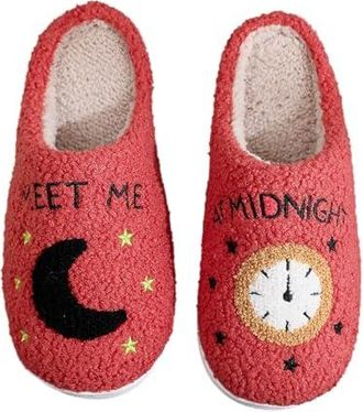 Generic Pantoufles pour homme et femme - En mousse &agrave; m&eacute;moire de forme - Doubl&eacute;es en peluche - Doubl&eacute;es - En coton - L&eacute;g&egrave;res et chaudes, rouge, 41 EU