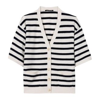 Luisa Cerano Kurz&auml;rmliger- gestreifter Cardigan aus Kaschmir-Mischgewebe - - Knitwear - Damen - Mehrfarbig - XL