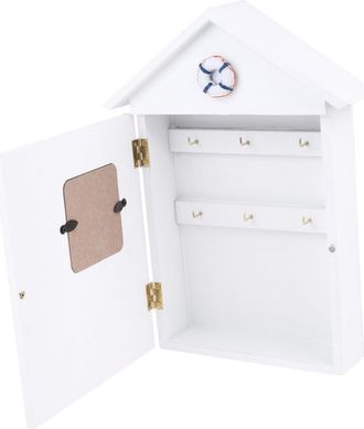 Cabilock Schlüsselbox Holz zum Aufhängen Mediterrane Hausform Schlüsselhalter mit Haken Wandmontage für Flur Küche Büro Dekorative Schlüsselaufbewahrung Prakti