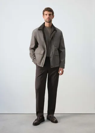 Mango Blouson coton m&eacute;lang&eacute; d&eacute;perlant gris vison - Homme - XXL - MANGO MAN