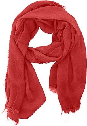 JOPHY & CO. Écharpe pour Femmes Homme Elégant et léger Etole rectangulaire douce en fibre deucalyptus Couleurs unies ou fantaisie (Rouge)