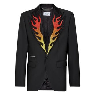 Philipp Plein Homme, Vestes, Noir, Taille: XL Blazer en laine Coupe Lord Flamme