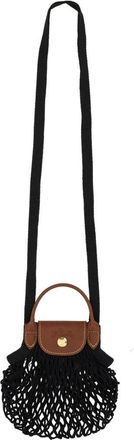 Longchamp Womens Le Pliage Filet Mini Bag Black Cotton Handbags Hand