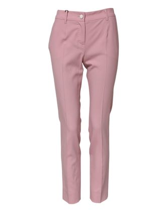 Dolce & Gabbana Womens Pink Wool High Waist Tapered Pants Virgin Elastane