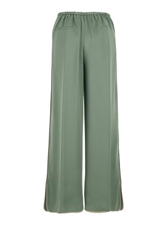Forte_Forte Womens Trousers Wide-Leg Green Viscose Blend Acetate