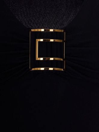 Elisabetta Franchi Logo-Embellished V-Neck Sweater - Black