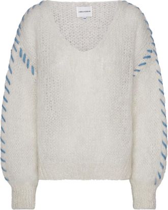 Americandreams Americandreams, Femme, Pulls, Blanc, Taille: 40 FR Milana LS Mohair Knit Stitching