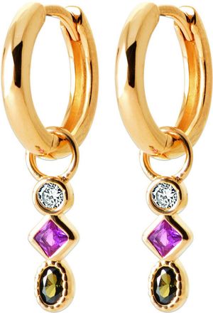 Brillaxis Cr&eacute;oles plaqu&eacute; or pampille empierr&eacute;e