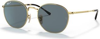 Ray-Ban Rob Sonnenbrillen Arista Gold Fassung Blau Glas Polarisiert 54-20