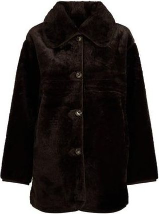 Suncoo Manteau ample col classique effet fourrure