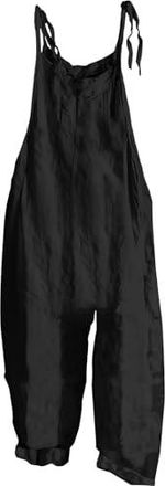 Generic Salopette dété décontractée bohème sans manches pour femme - Motif tête de mort - Couleur unie - Jambe large - Avec poche - Pour vacances et plage - T