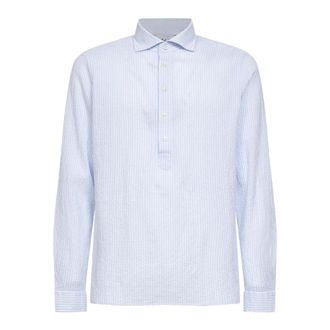 D4.0 Gestreiftes Hemd mit Kn&ouml;pfen - - Shirts - Herren - Blau - 4XL