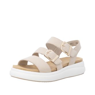 Remonte Plateausandale REMONTE, Damen, Gr. 37, hellbeige, Ziegenveloursleder, unifarben, Schuhe, Sommerschuh, Sandale mit Softfu&szlig;bett und zwei Klettverschl&uuml;ss