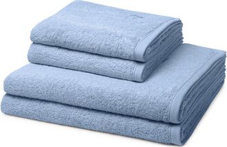 ROSS 4 teiliges Frottier-Set - Vita (2 X Handtuch 2 X Duschtuch im Set) - 520 g/m2 - Baumwolle - Walkfrottee - saugstark - weich und flauschig - Himmelblau