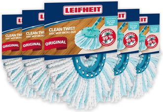 Leifheit Ersatzkopf CLEAN TWIST Disc Mop Ergo micro duo 5er Set, Wischbezug Disc Mop Ergo, Ersatzbezug, für Bodenwischer CLEAN TWIST Ergo